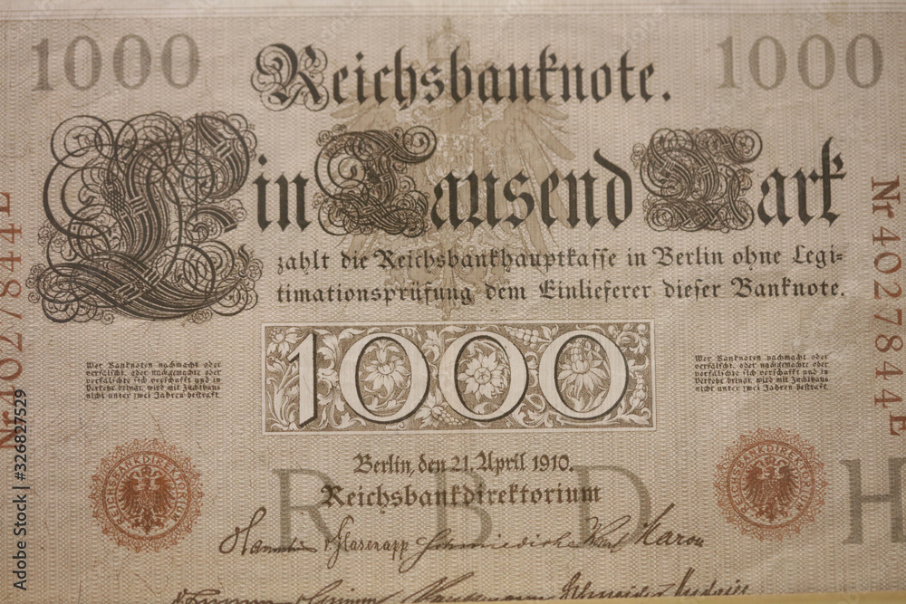 Old original german money macro background fifty megapixels stock ...