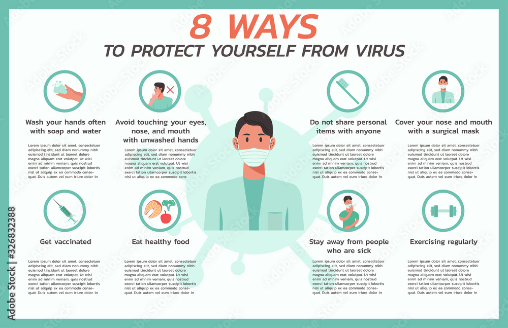eight ways to protect yourself from virus infographic, healthcare and ...