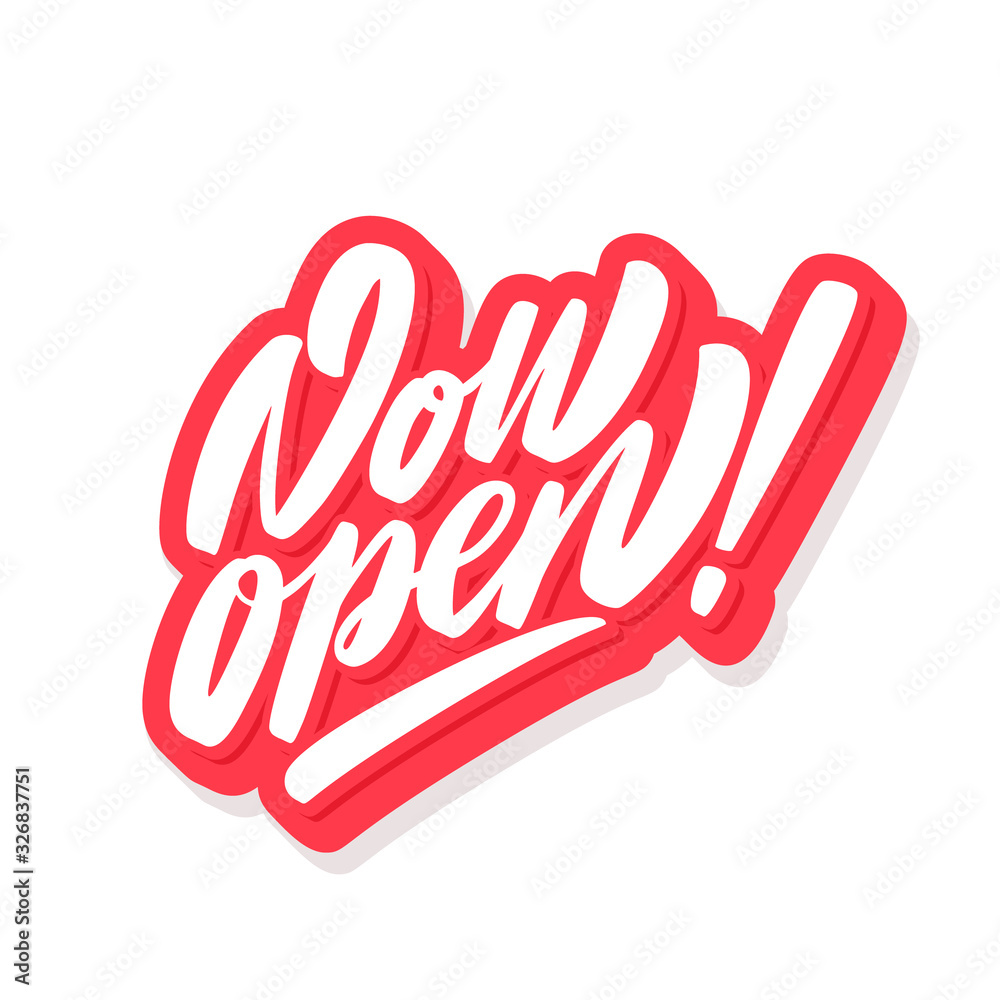 Now open. Vector lettering icon. Stock Vector | Adobe Stock