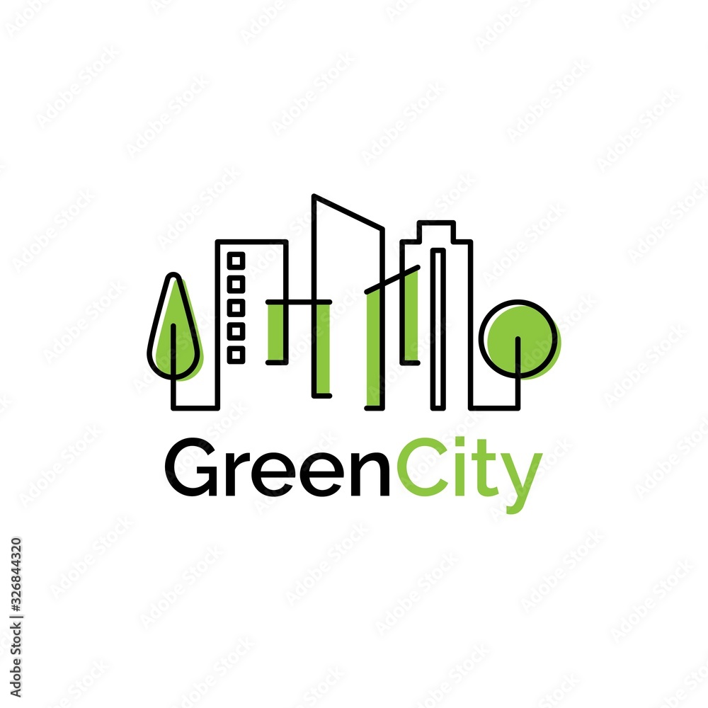 Green city logo design vector template Stock Vector | Adobe Stock