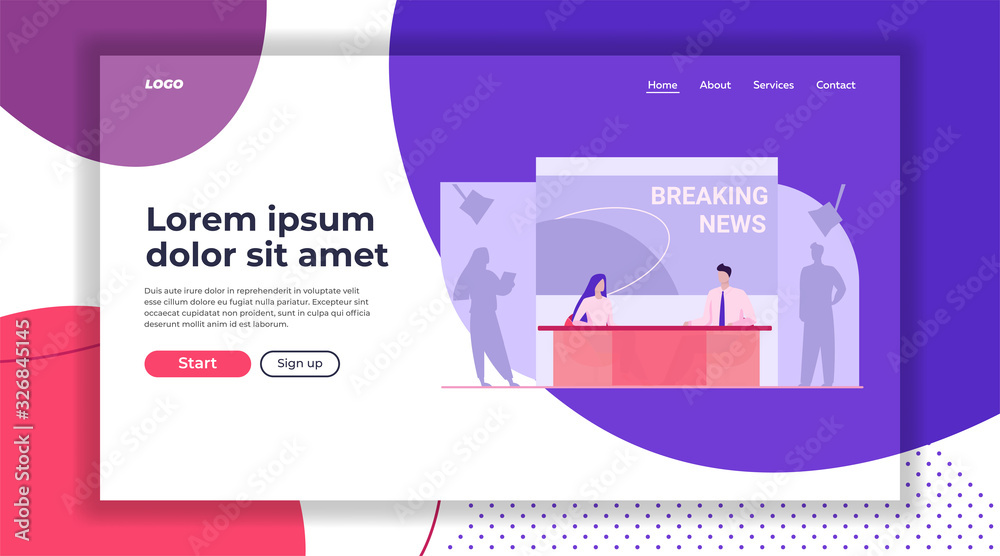 News anchors on breaking news background. Presenter, journalists ...