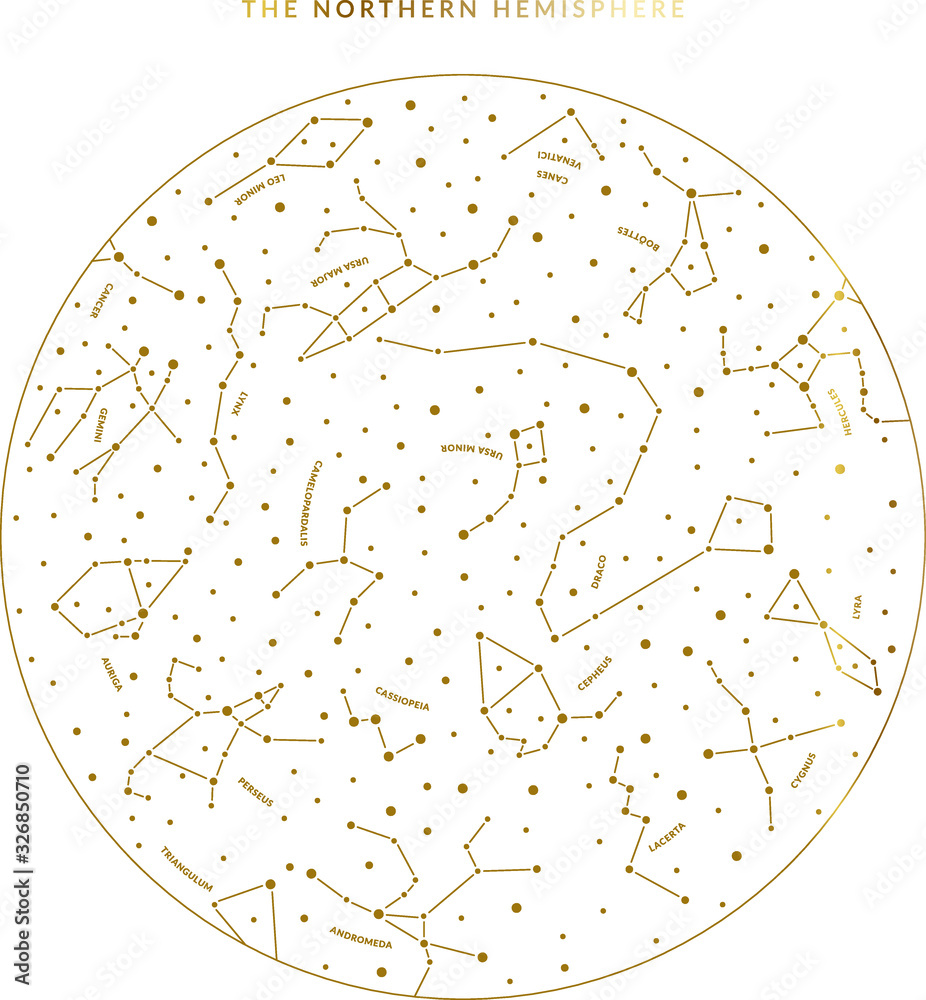 Northern Hemisphere Constellation Map in Vector Stock Vector | Adobe Stock