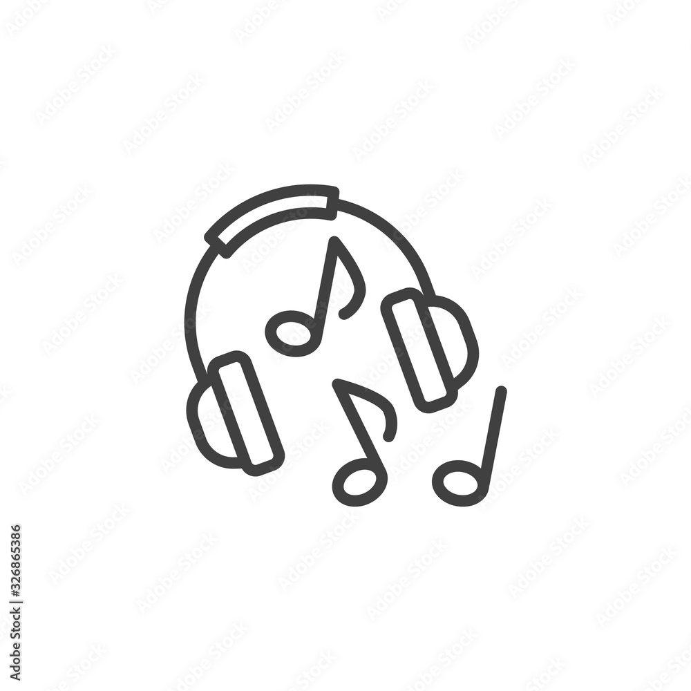 Listen to music line icon. linear style sign for mobile concept and web ...