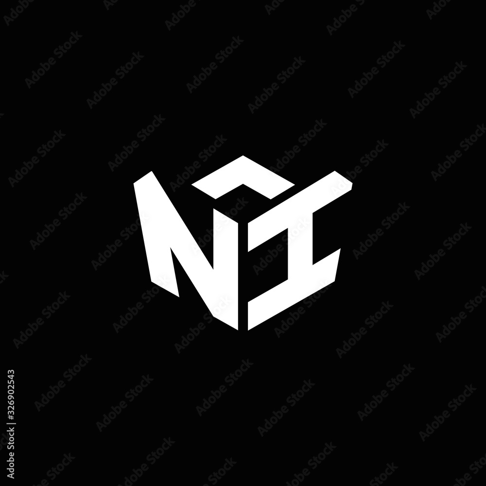 NI logo monogram with emblem style ribbon design template Stock Vector ...