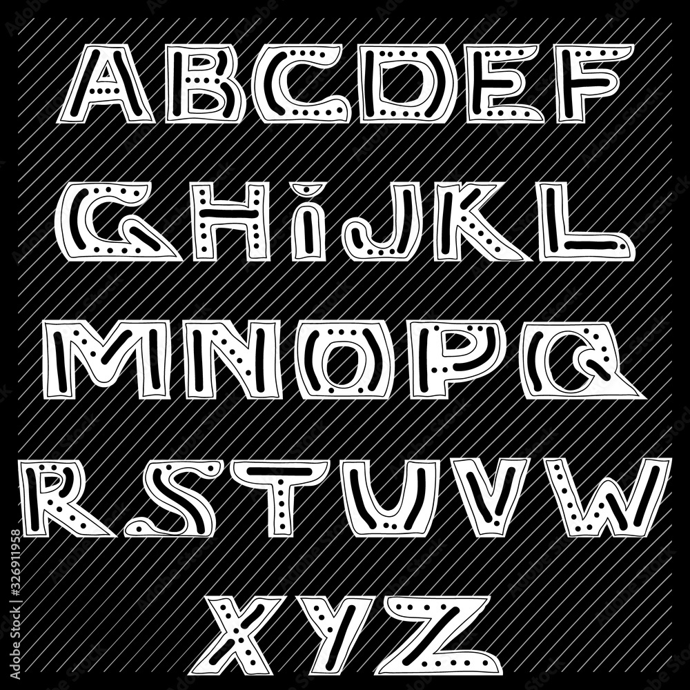 Latin alphabet drawn by hand. isolated letters for ease of use in your ...