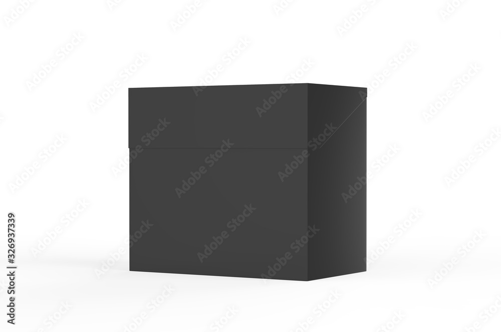 Black rectangular box on isolated white background, closed white tea ...