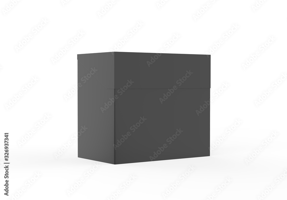 Black rectangular box on isolated white background, closed white tea ...