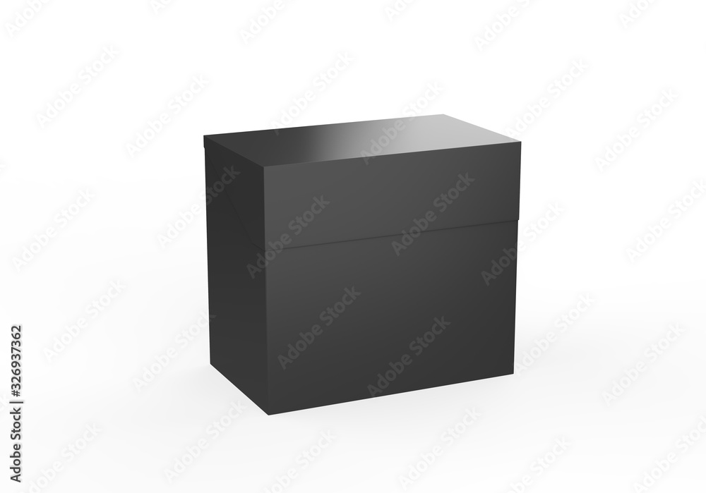 Black rectangular box on isolated white background, closed white tea ...
