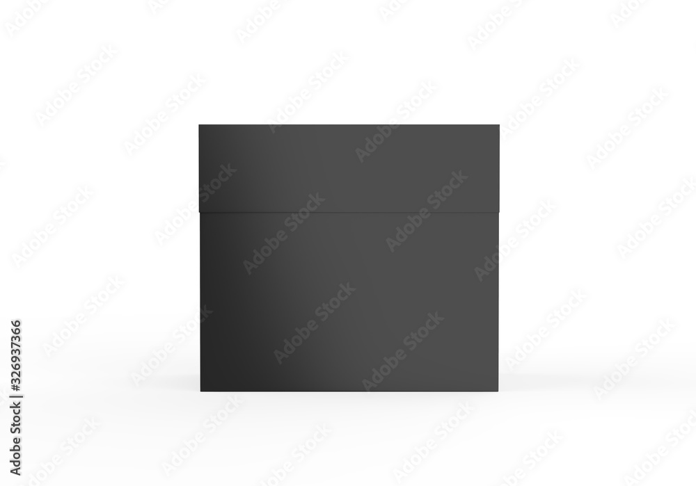 Black rectangular box on isolated white background, closed white tea box mockup, 3d illustration ...