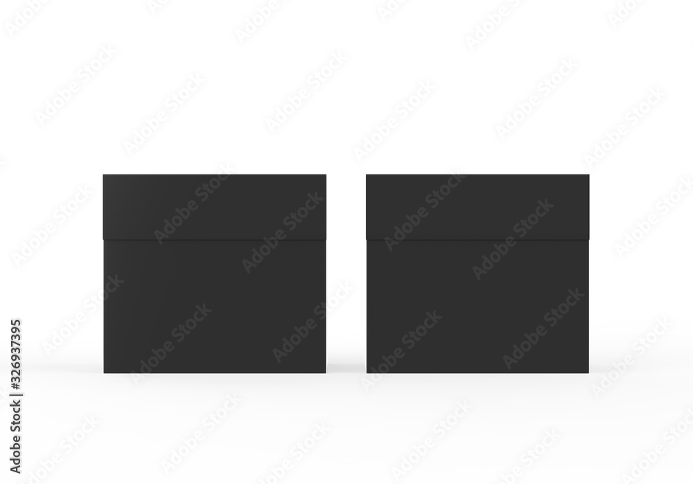 Black rectangular box on isolated white background, closed white tea ...