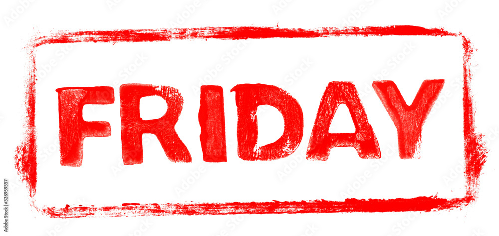 Roter Stempel Rahmen: Wochentag Freitag / Friday Stock Illustration ...