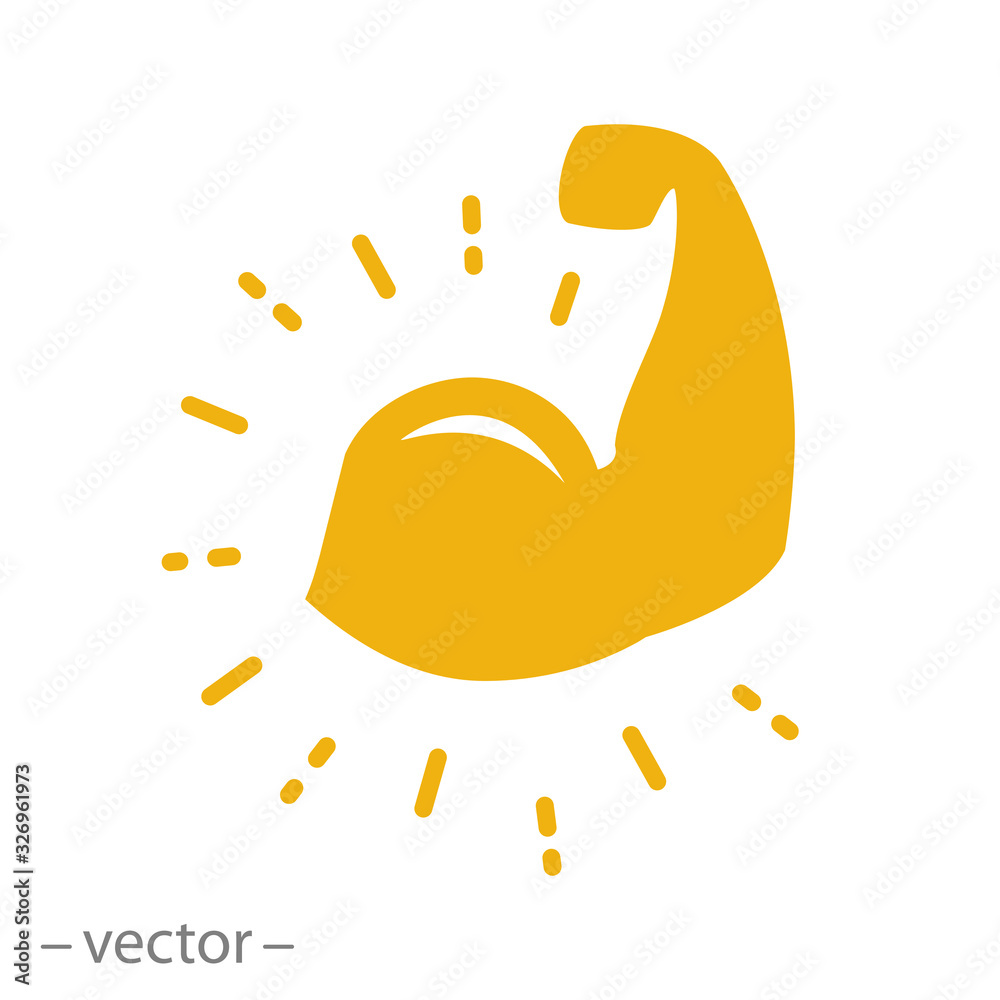 increase hand muscle icon, bodybilding, muscle gain, strong emoji, flat ...