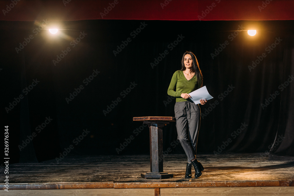 beautiful actress performing role on stage in theatre Stock Photo ...