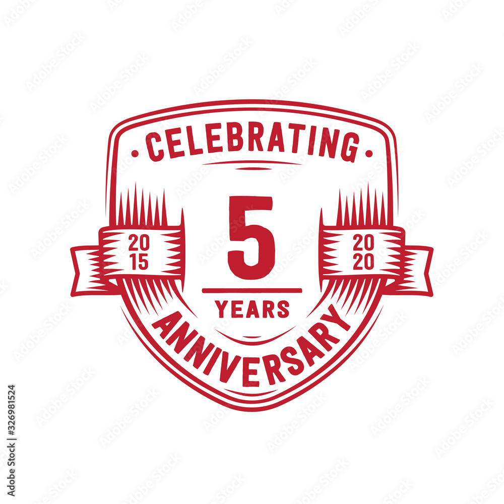 5 years anniversary celebration shield design template. 5th anniversary ...