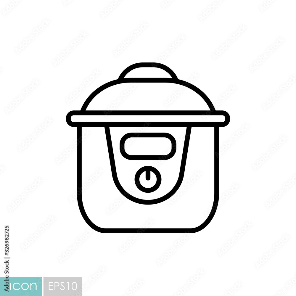 Slow cooking crock pot vector icon Stock Vector | Adobe Stock