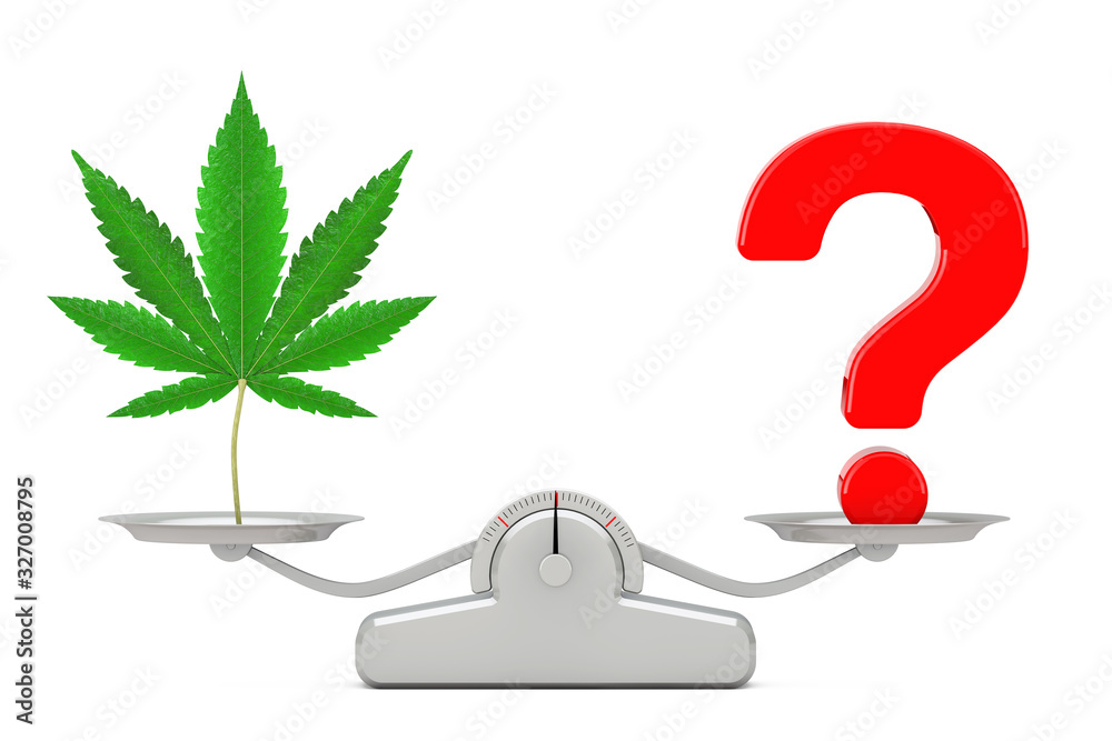 Question Mark with Medical Marijuana or Cannabis Hemp Leaf Balancing on ...