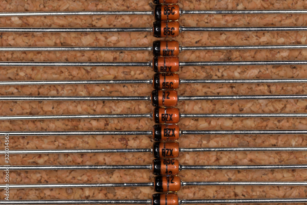 Electronic components, Glass molded Zener diode (Cork board textured ...