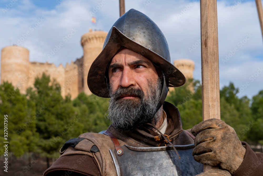 Portrait of a Spanish soldier from Tercios de Flandes, armed with a ...