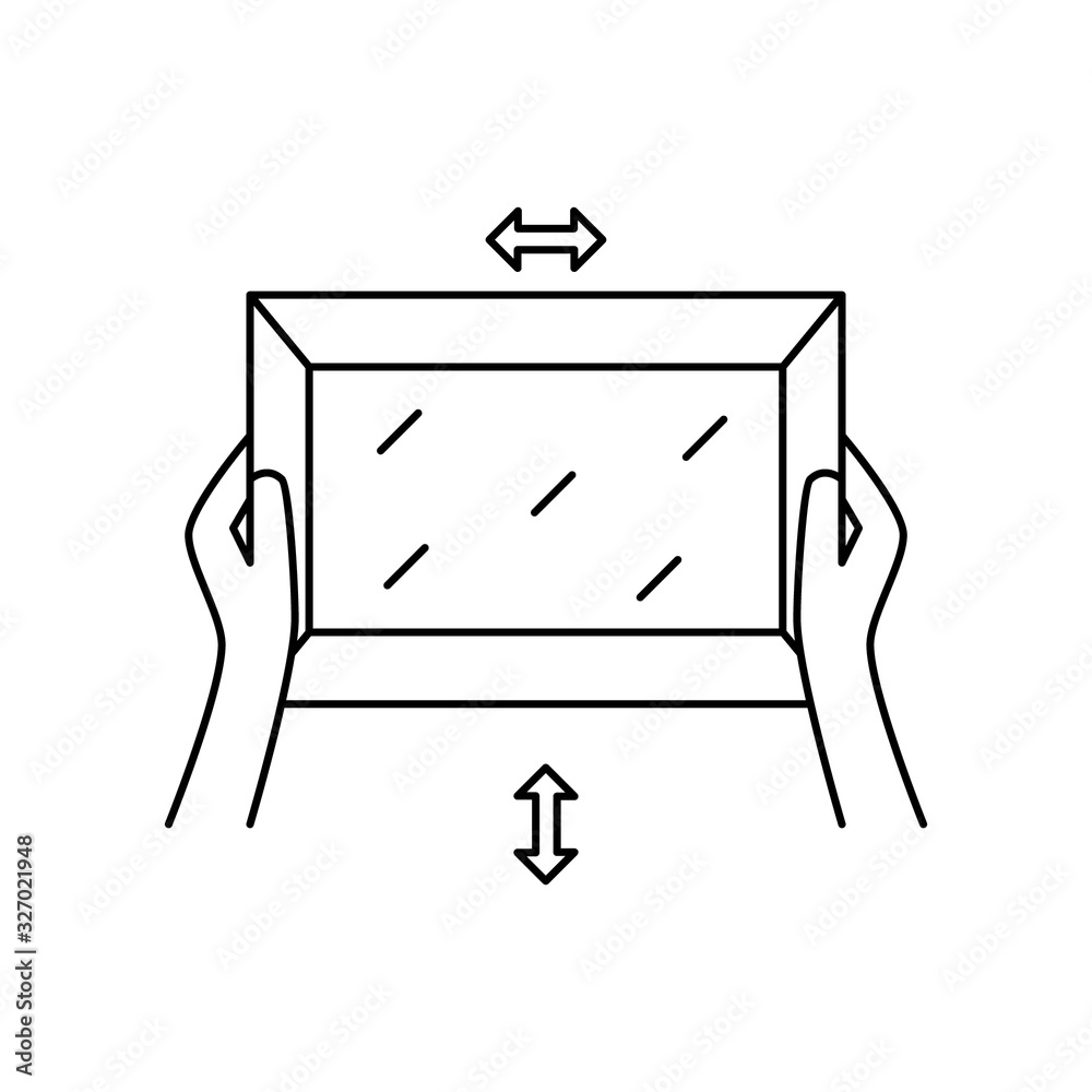 Vector illustration. Thin line icons of hands, shaking mould and deckle ...