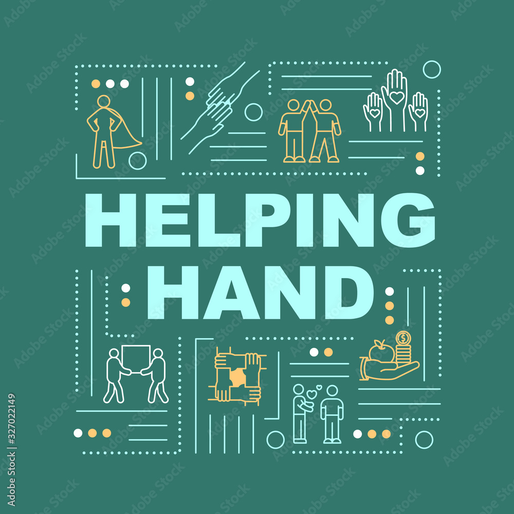 Friendly support word concepts banner. Volunteering and charity ...