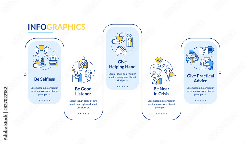 Friends relationship vector infographic template. Support and give ...