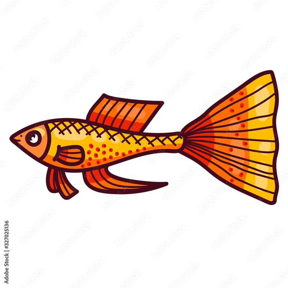 Guppy fish doodle cartoon vector illustration Stock Vector | Adobe Stock