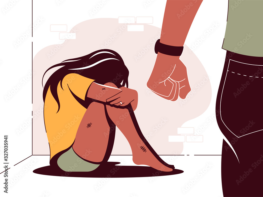 Vector illustration of cruelty and domestic violence Stock Vector ...