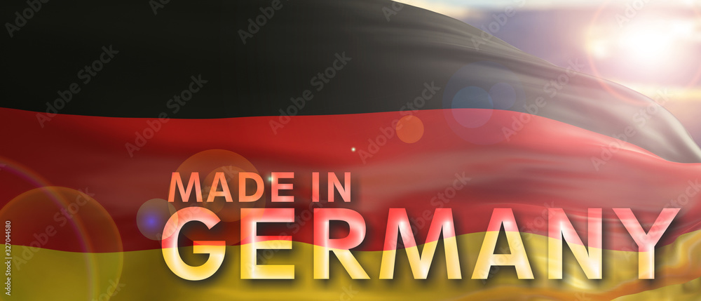 Made in Germany text on german flag texture background. 3d illustration ...
