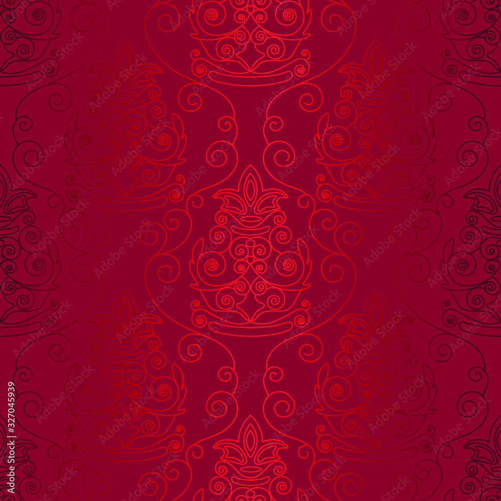 Damascus. Bright shiny Royal seamless background on crimson and red ...