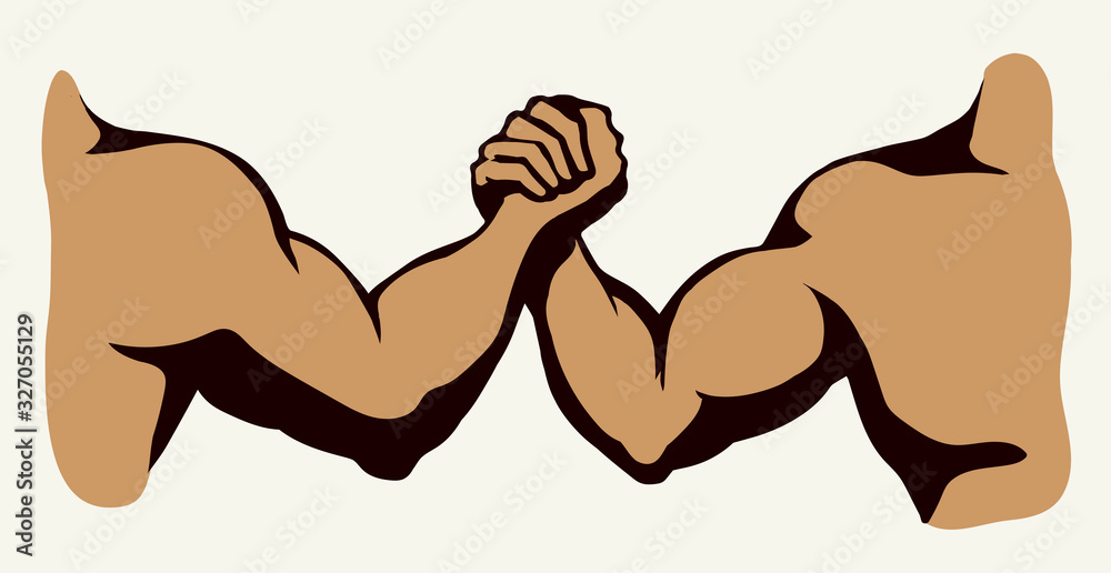 Hand wrestling contest. Vector drawing Stock Vector | Adobe Stock