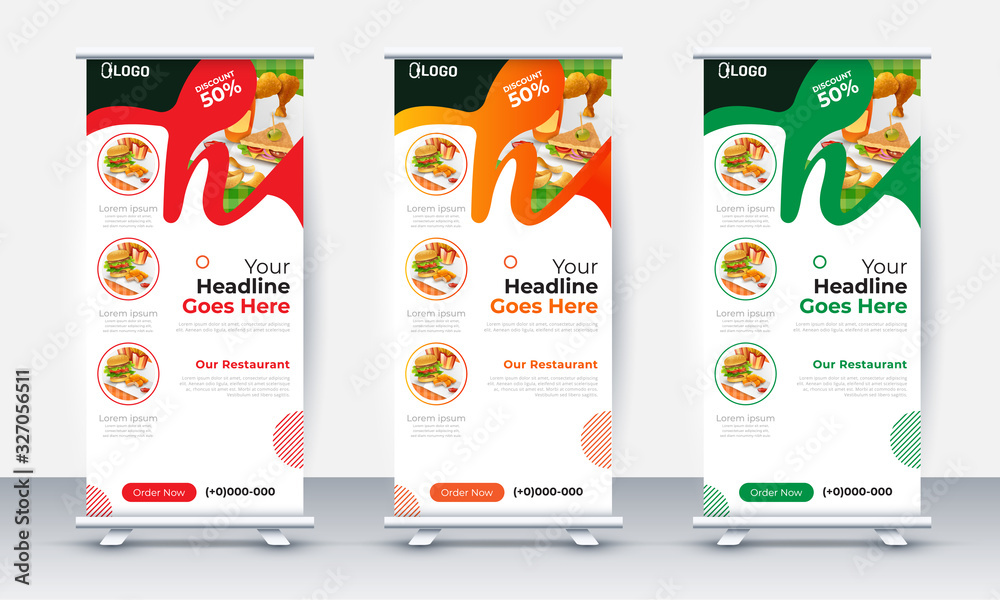 Fast food roll up banner restaurant menu template Design brochure ...