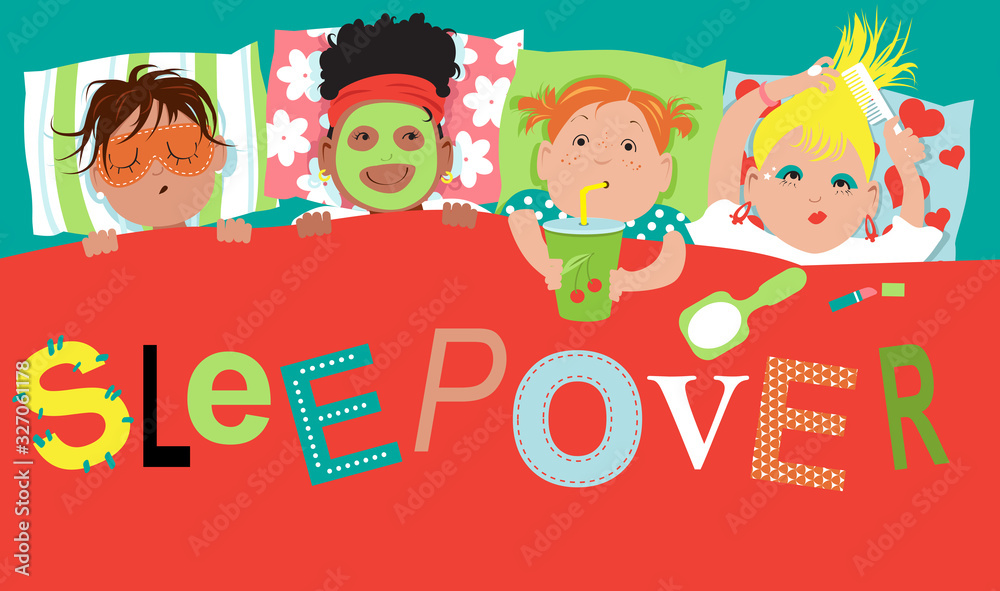 Little Girls Sleepover Clipart Images