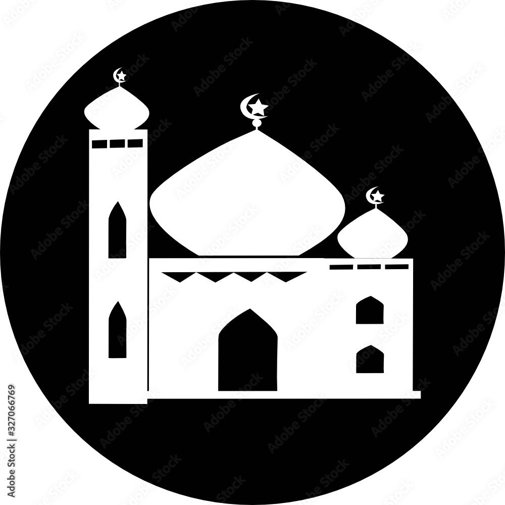 Mosque in green circle icon. Simple illustration mosque elements ...