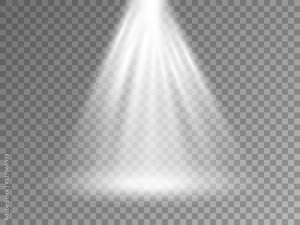 Light effect on transparent background. Realistic spotlight with white ...