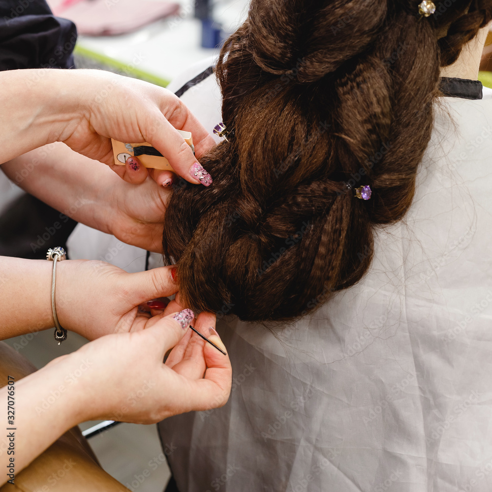 Hairstyle in Hair training center for hairdresser stylist. Hairdresser ...