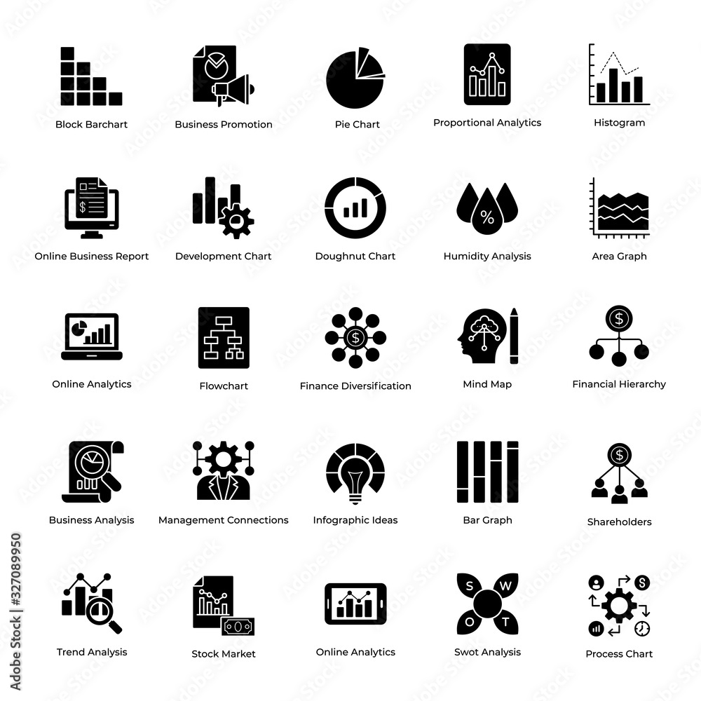 Data Analytics Solid Vectors Pack Stock Illustration | Adobe Stock