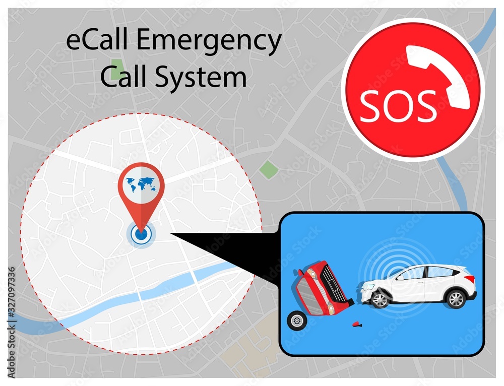 E Call eCall emergency call car crash drive radio navigation global ...