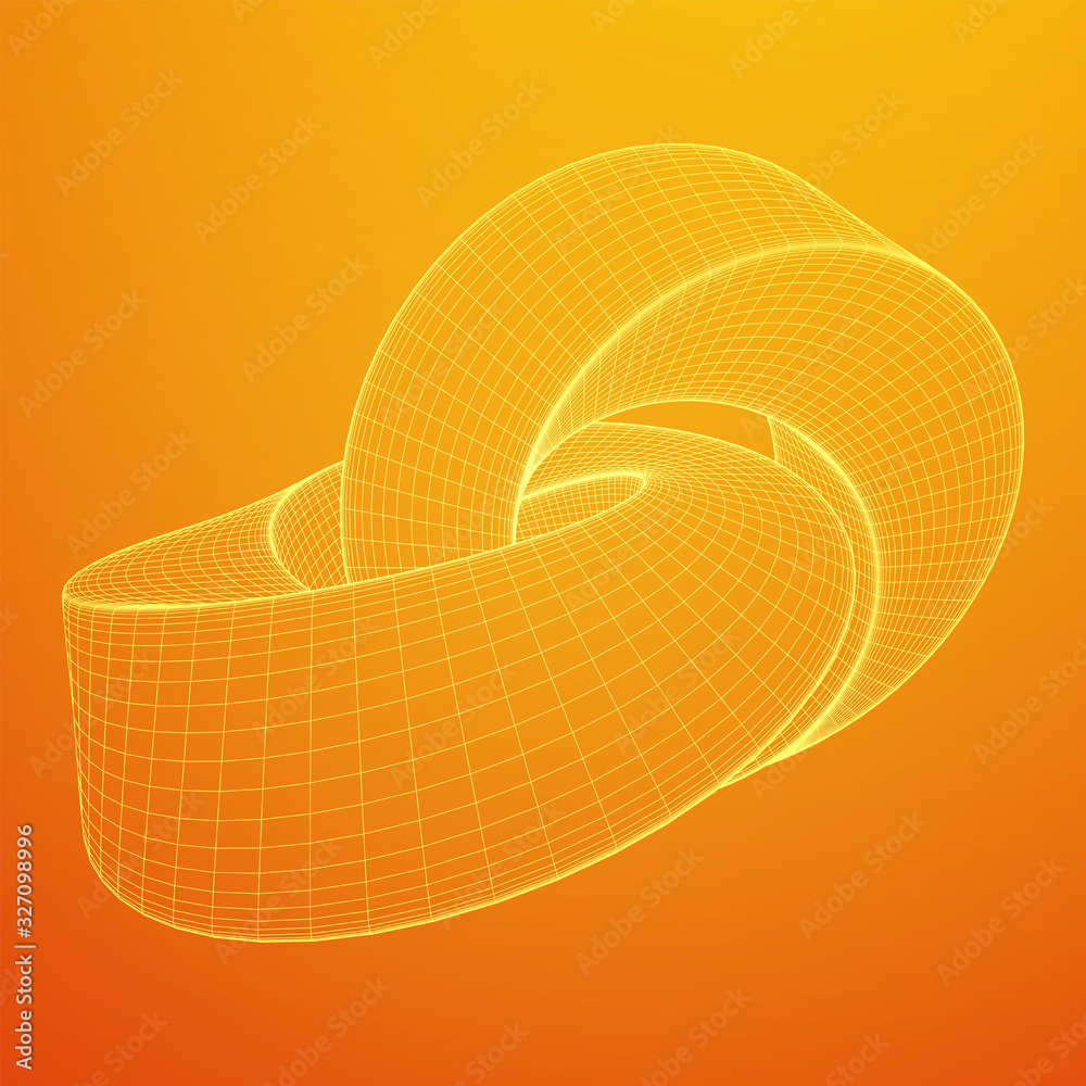 Mobius strip ring knot sacred geometry. Spatial figure with upturned surfaces. Optical illusion ...