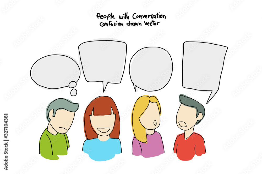 People with dialog conversation confusion drawning vector comic style ...