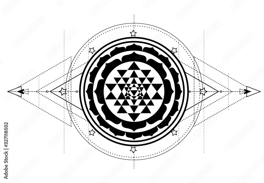 The Sri Yantra or Sri Chakra, form of mystical diagram, Shri Vidya ...