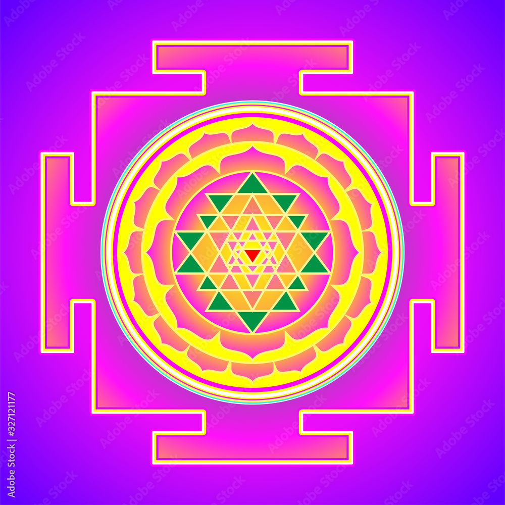 The Sri Yantra or Sri Chakra, form of mystical diagram, Shri Vidya ...
