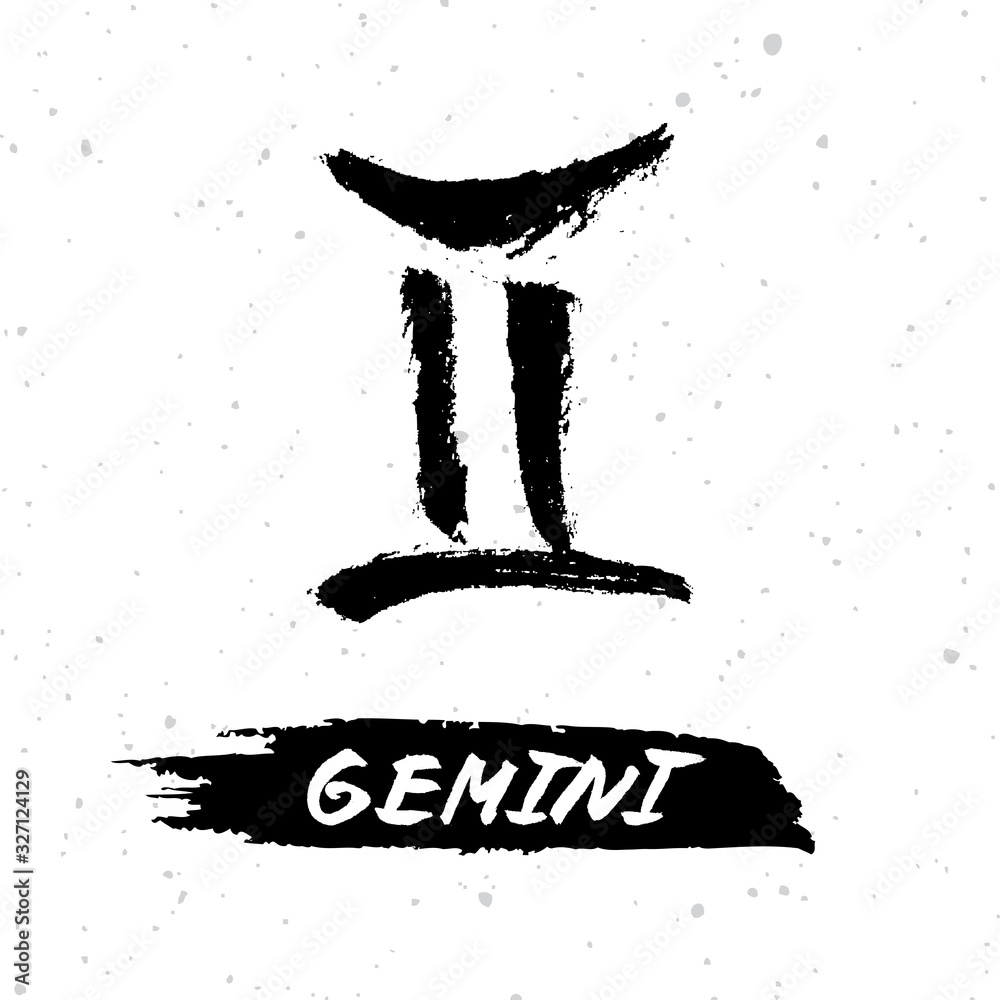 Gemini horoscope sign, symbol, zodiac sign. Hand drawn vector ...