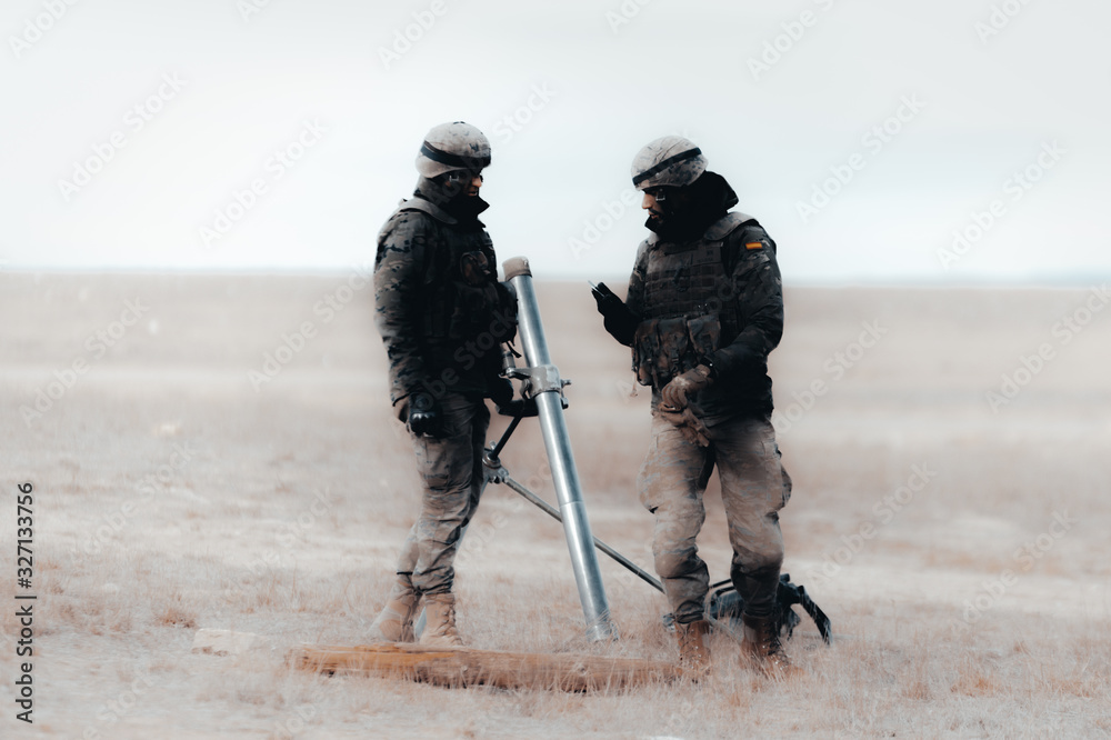 Special Spanish forces snipers training mortero Stock Photo | Adobe Stock