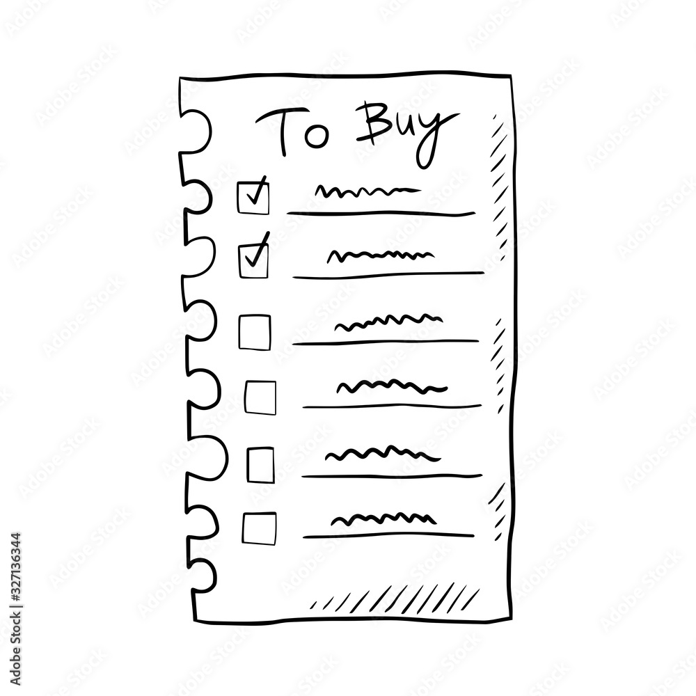 To buy list hand drawn doodle vector illustration, design element, icon ...