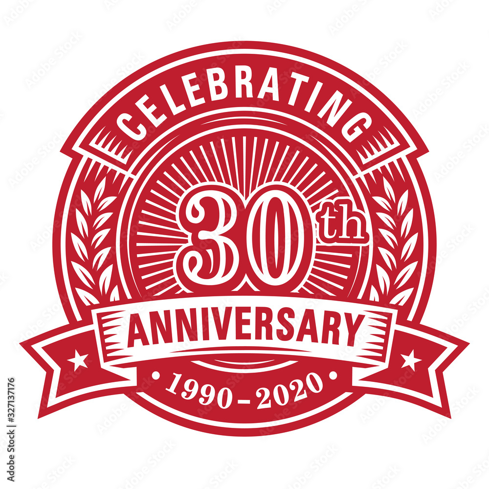 30 years of celebrations design template. 30th anniversary logo. Vector ...