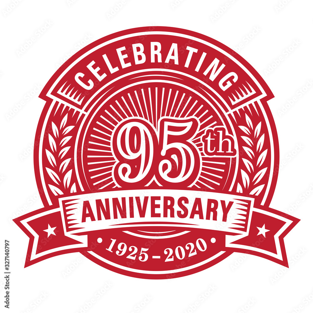 95 years of celebrations design template. 95th anniversary logo. Vector ...