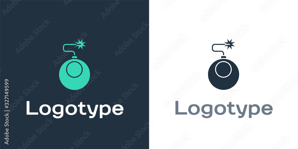 Logotype Bomb ready to explode icon isolated on white background. Logo ...
