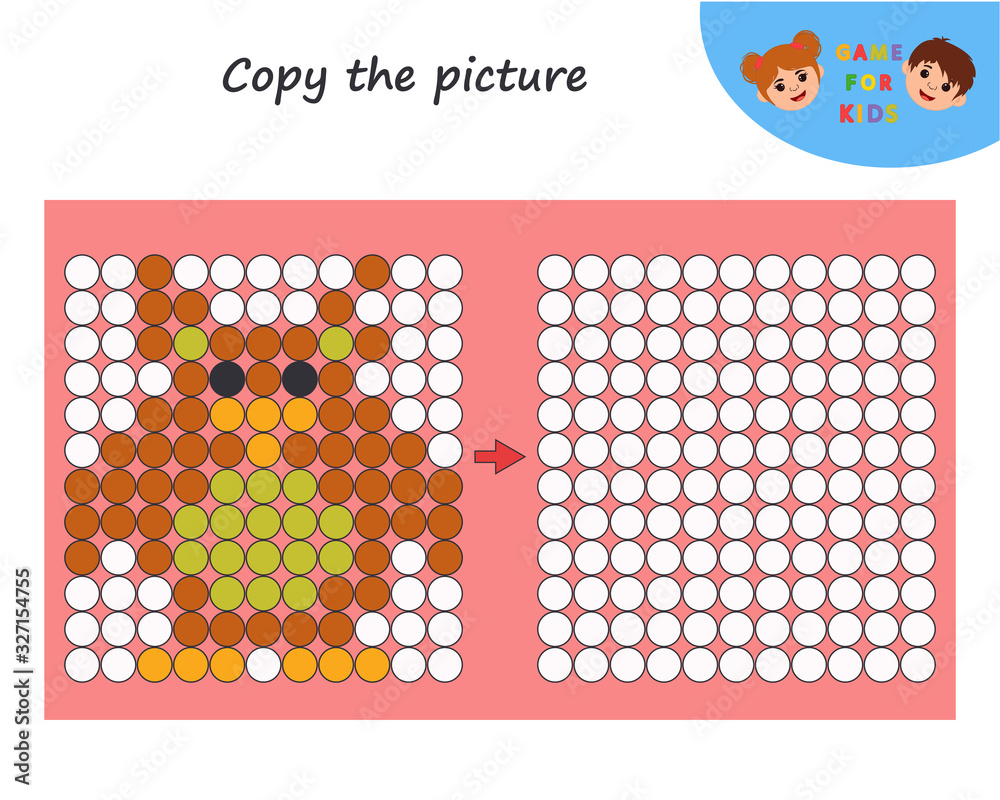 Education logic game for preschool kids. Copy the picture. Learning ...