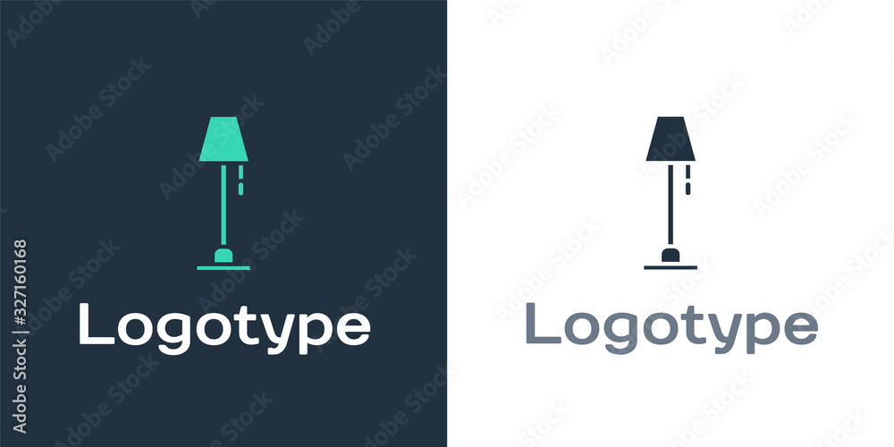 Logotype Floor lamp icon isolated on white background. Logo design ...
