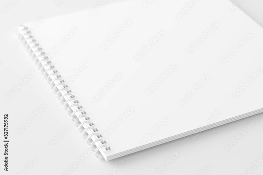 Square Spiral Notebook Notepad White Blank 3D Rendering Mockup Stock ...